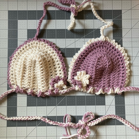 Tops | Handmade Triangle Style Crocheted Knit Bralette Top | Poshmark